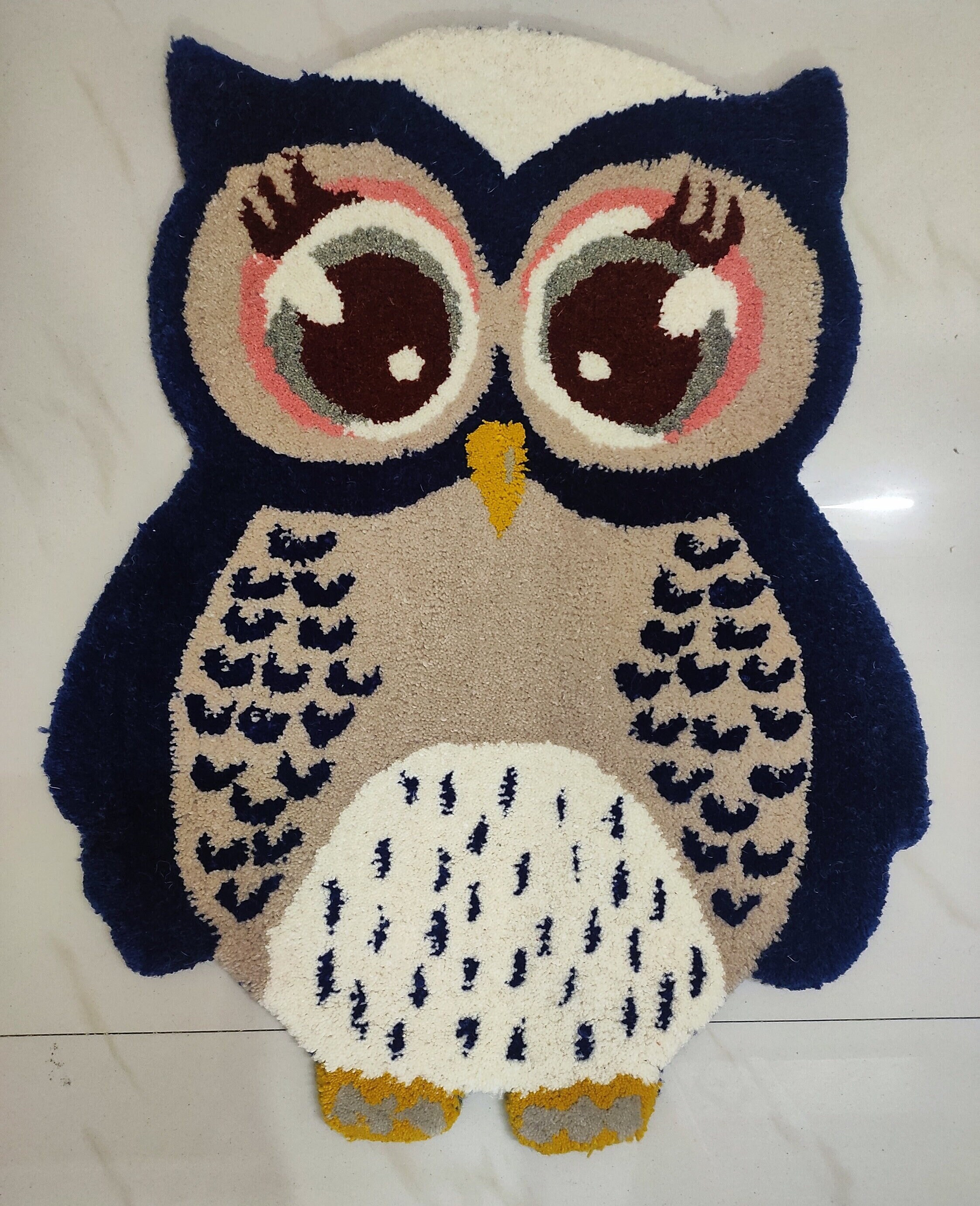 Wool Tufted Owl Rug, Handmade Bird Rug, Animal Rug, Colorful Area Rug ...