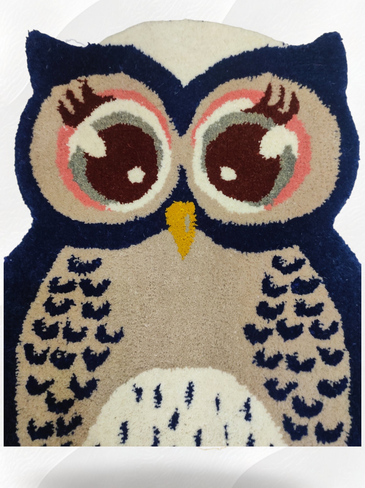 Wool Tufted Owl Rug, Handmade Bird Rug, Animal Rug, Colorful Area Rug ...