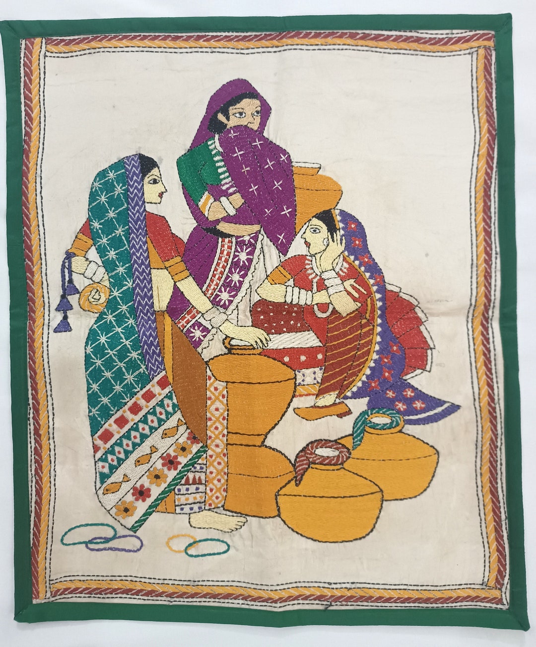 Handmade Nakshi Kantha Vintage Decor Folk Art Indian Tapestry, Bengali ...