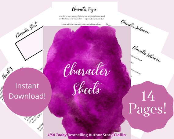 Character Sheets for Plotting and Outlining a Book Novel | Etsy