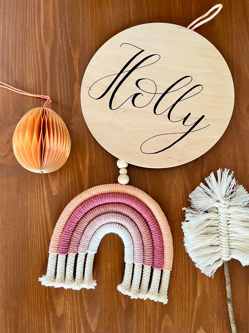 Name Plate With Rainbow - Birth, Baptism, First Birthday, Baby Shower ...