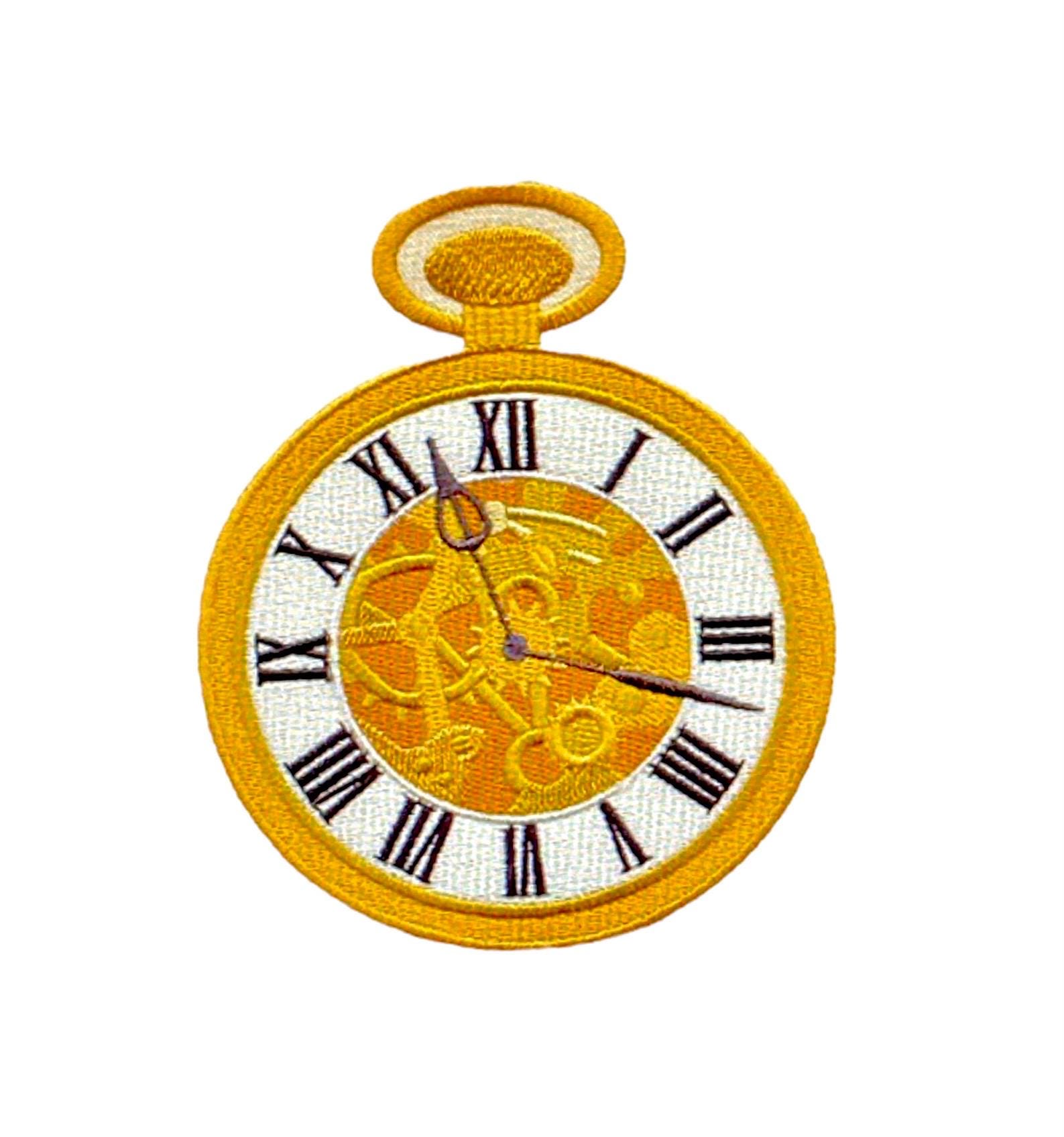 Vintage Pocket Watch Patch, Iron on Embroidered Patch. DIY Applique ...