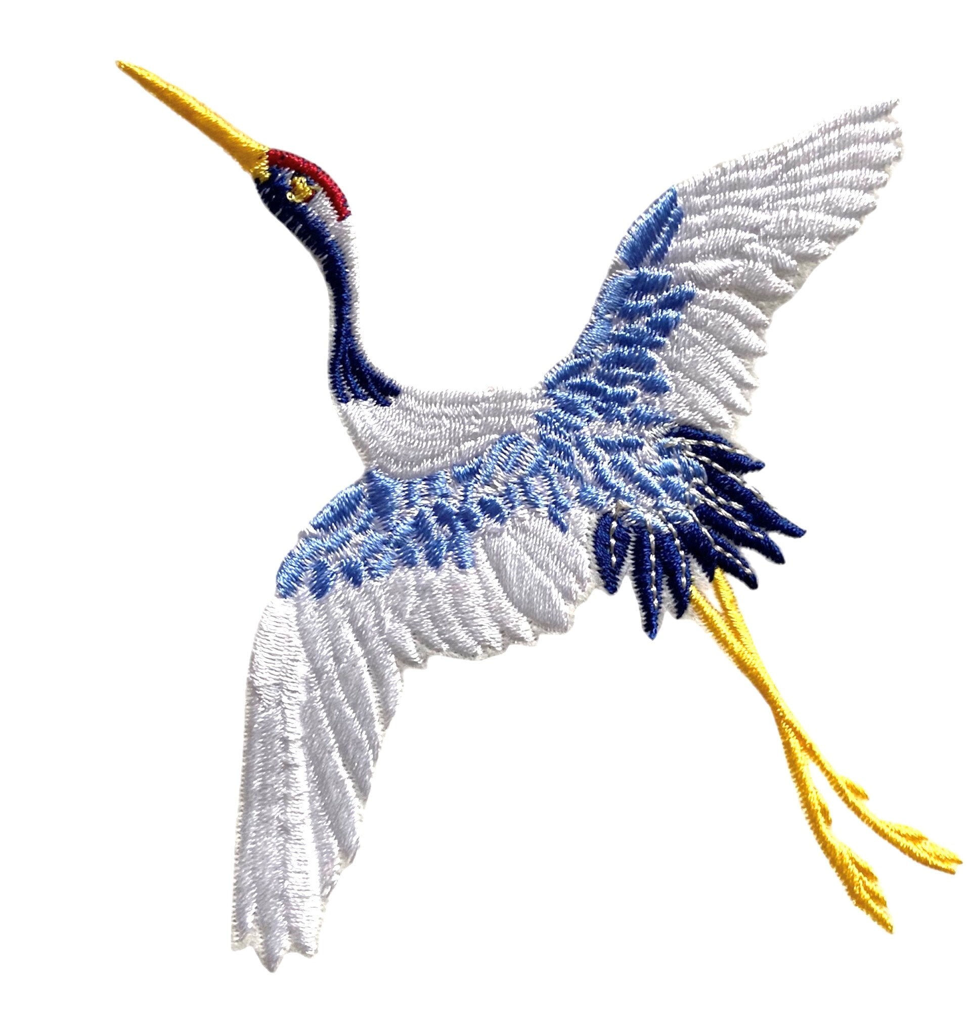 Crane Patch Japanese Bird Patch Blue Crane Badge DIY - Etsy