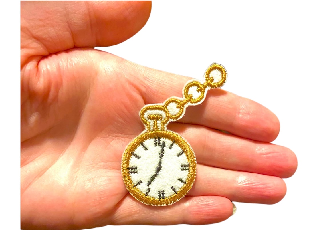 Vintage Pocket Watch Patch, Iron on Embroidered Patch. DIY Applique ...