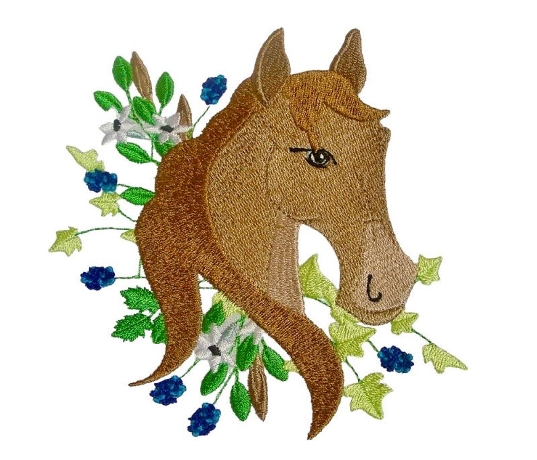 Horse Applique Patch Equestrian, Western Badge, Iron On, Horse Head ...