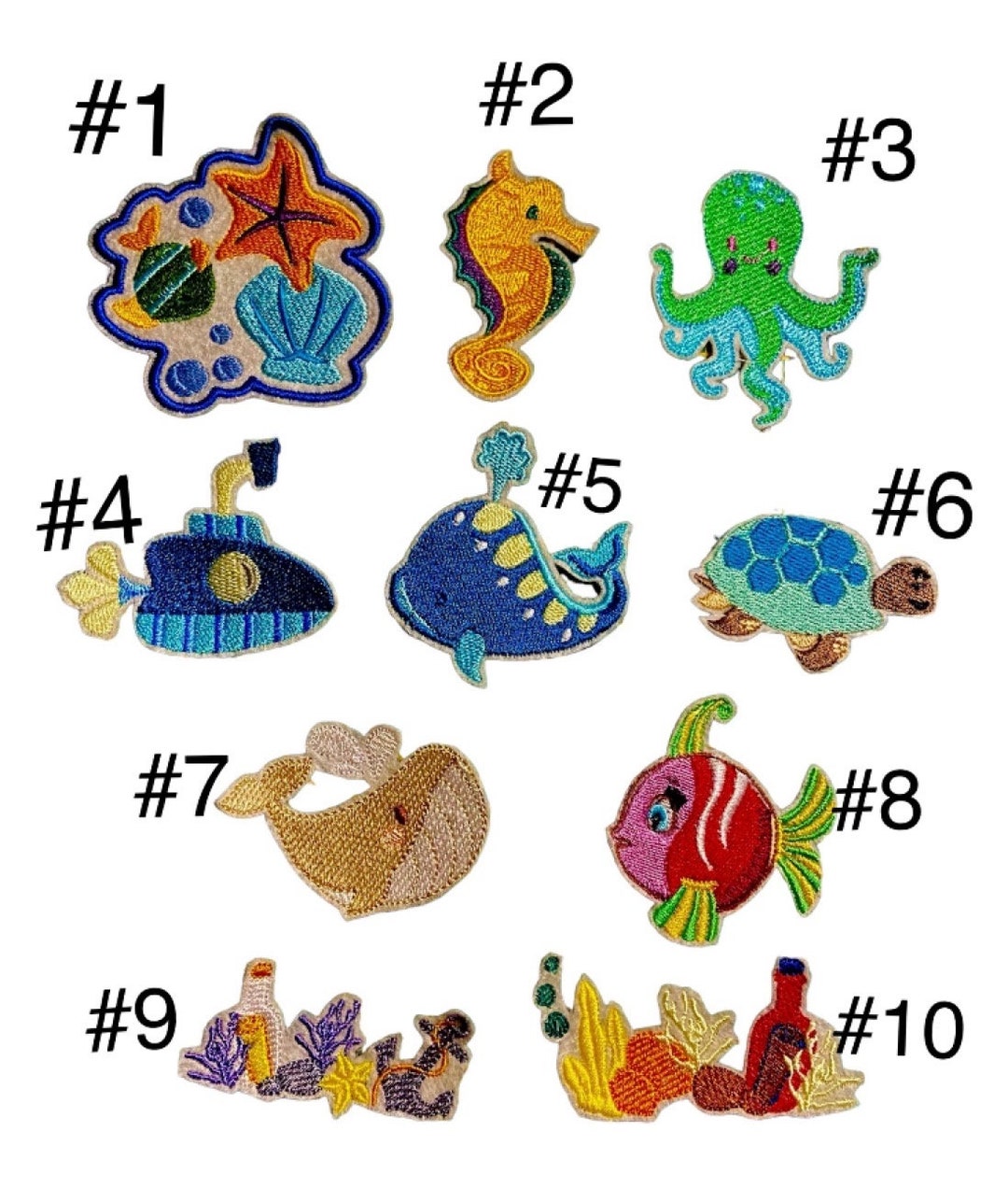 Set of Patches Appliques Sea Creatures, Water World, Badges Ocean, Sea ...