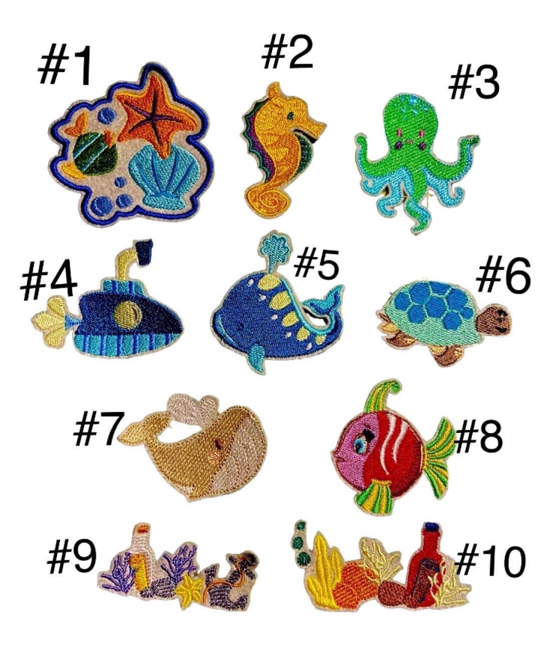 Set of Patches Appliques Sea Creatures, Water World, Badges Ocean, Sea ...