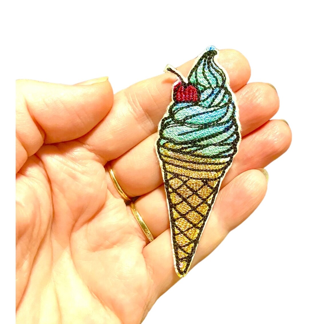 Ice Cream Cone Patch, Ice Cream Patch, Ice Cream Sticker, Ice Cream ...