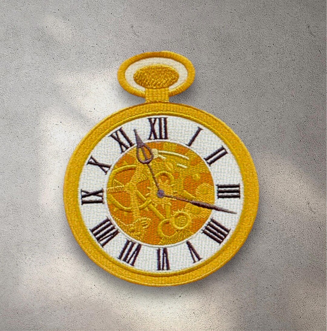 Vintage Pocket Watch Patch, Iron on Embroidered Patch. DIY Applique ...