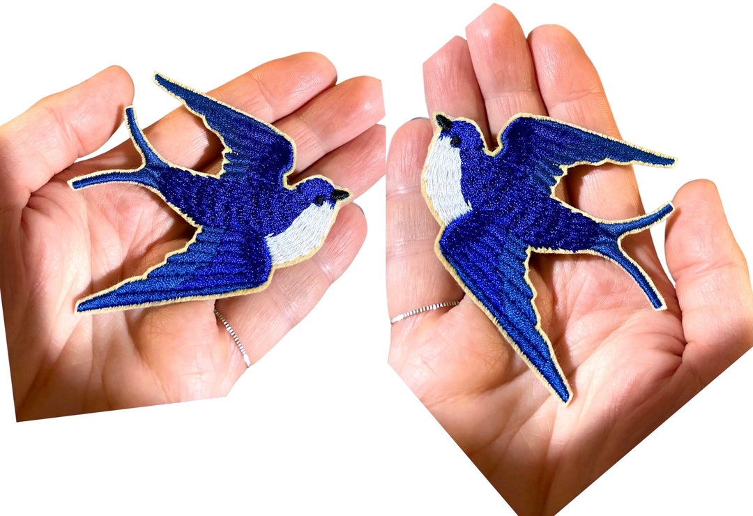 Swallow Patch, Rockabilly Bird Patch, DIY Embroidery, Embroidered ...