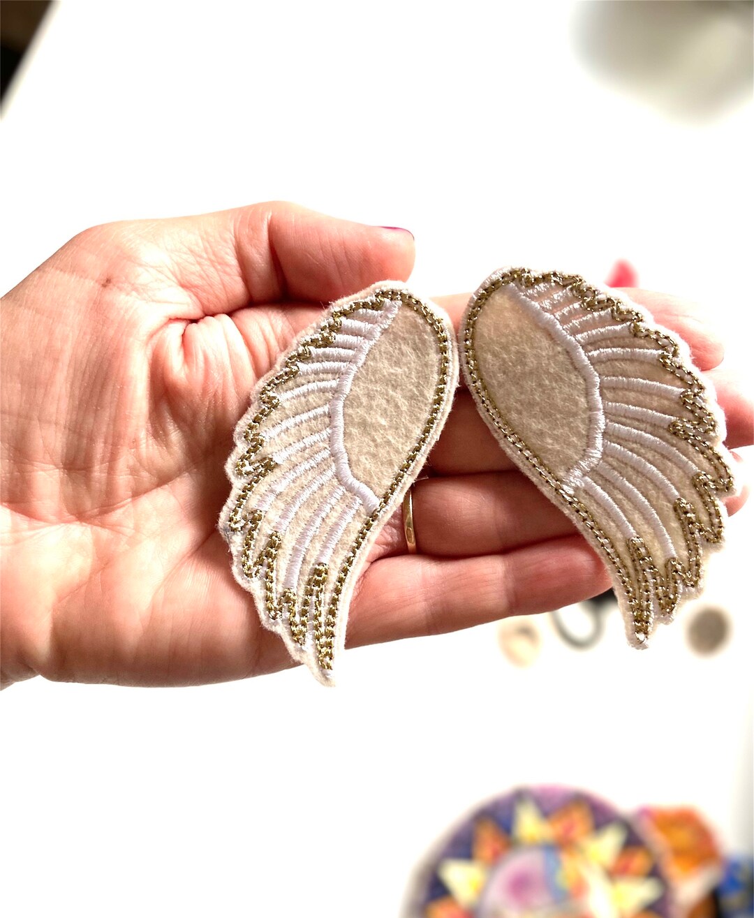 Patch With Archangel Wings. Silver/gold Metal Angel Wing Patch. Small ...