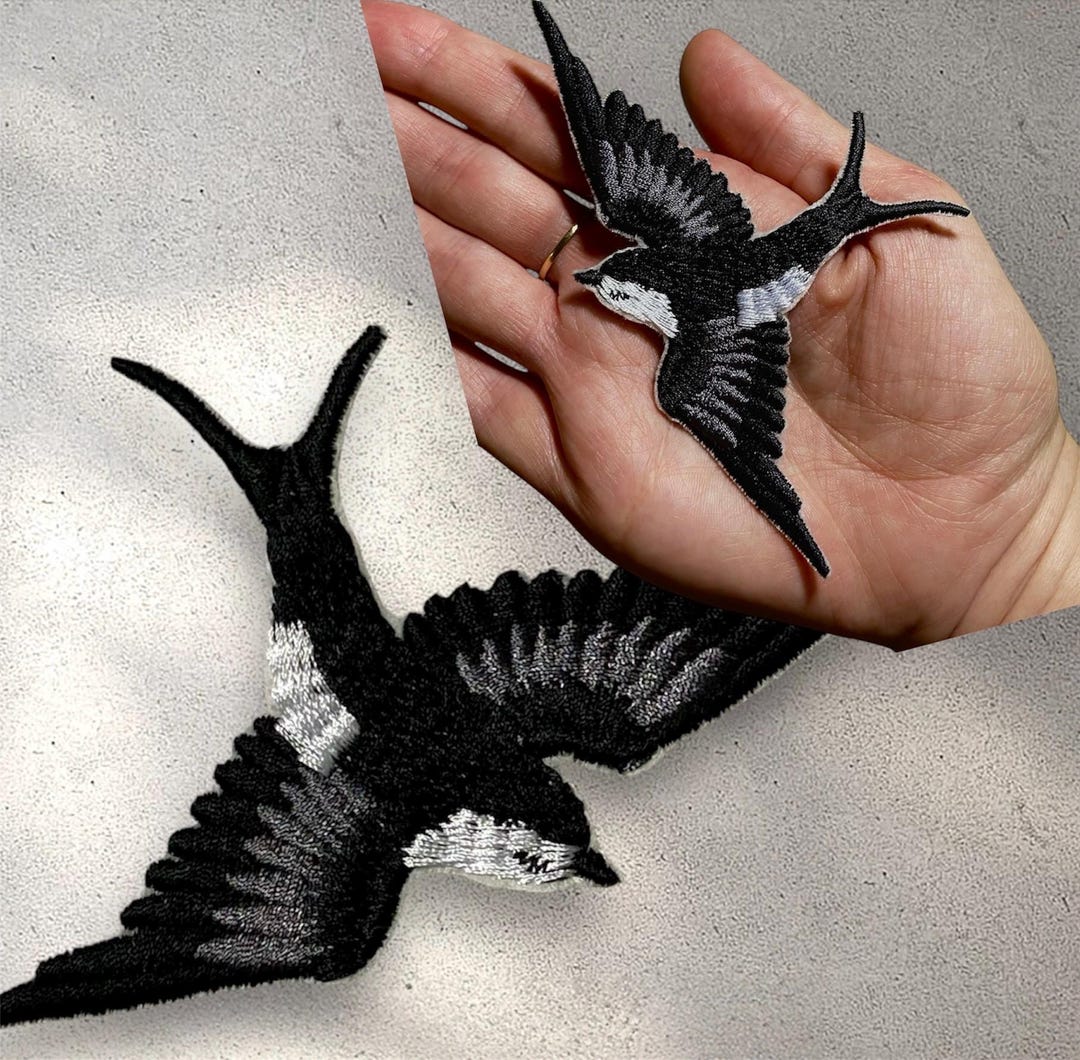 Swallow Patch, Rockabilly Bird Patch, DIY Embroidery, Embroidered ...