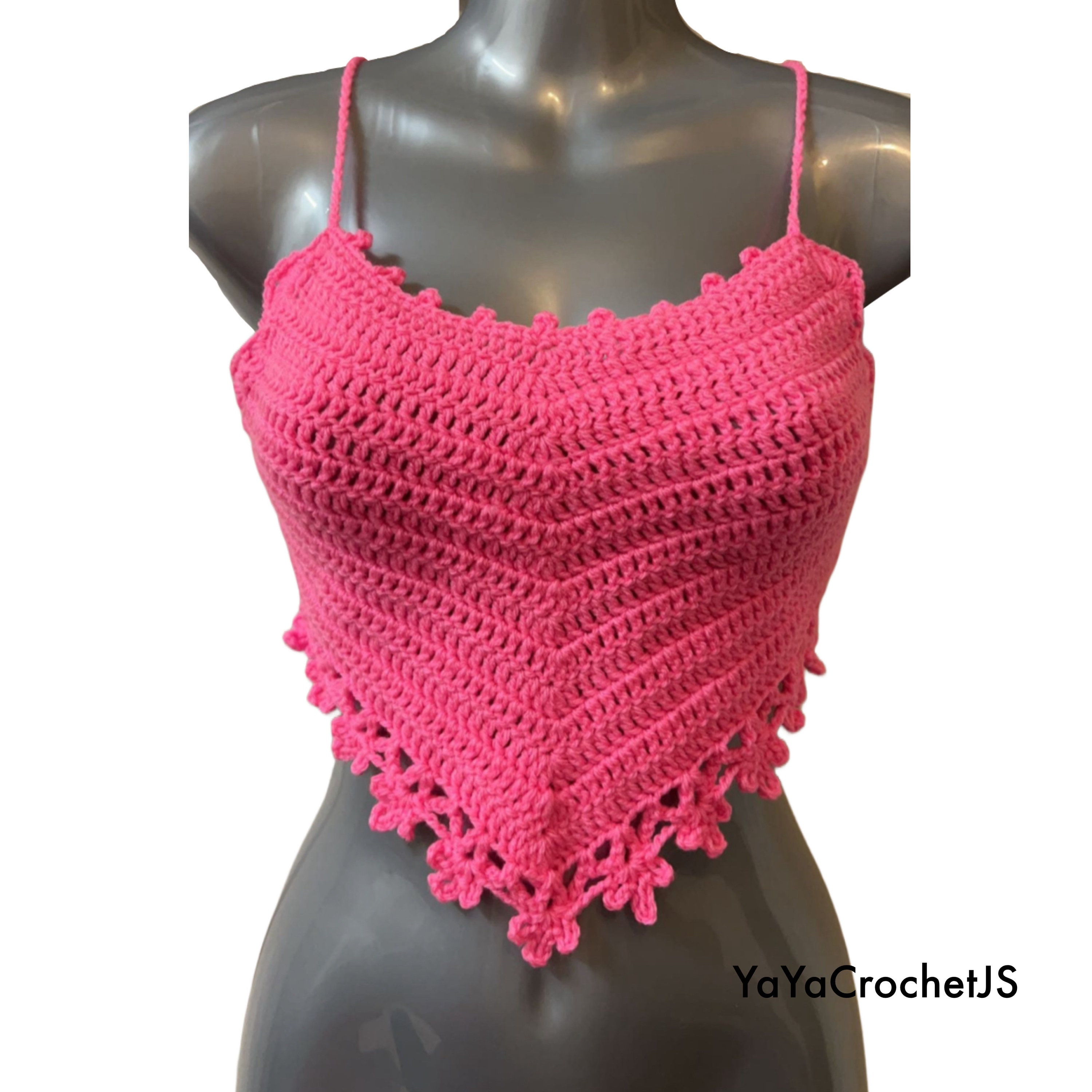 Pink Crochet Heart Top - Etsy