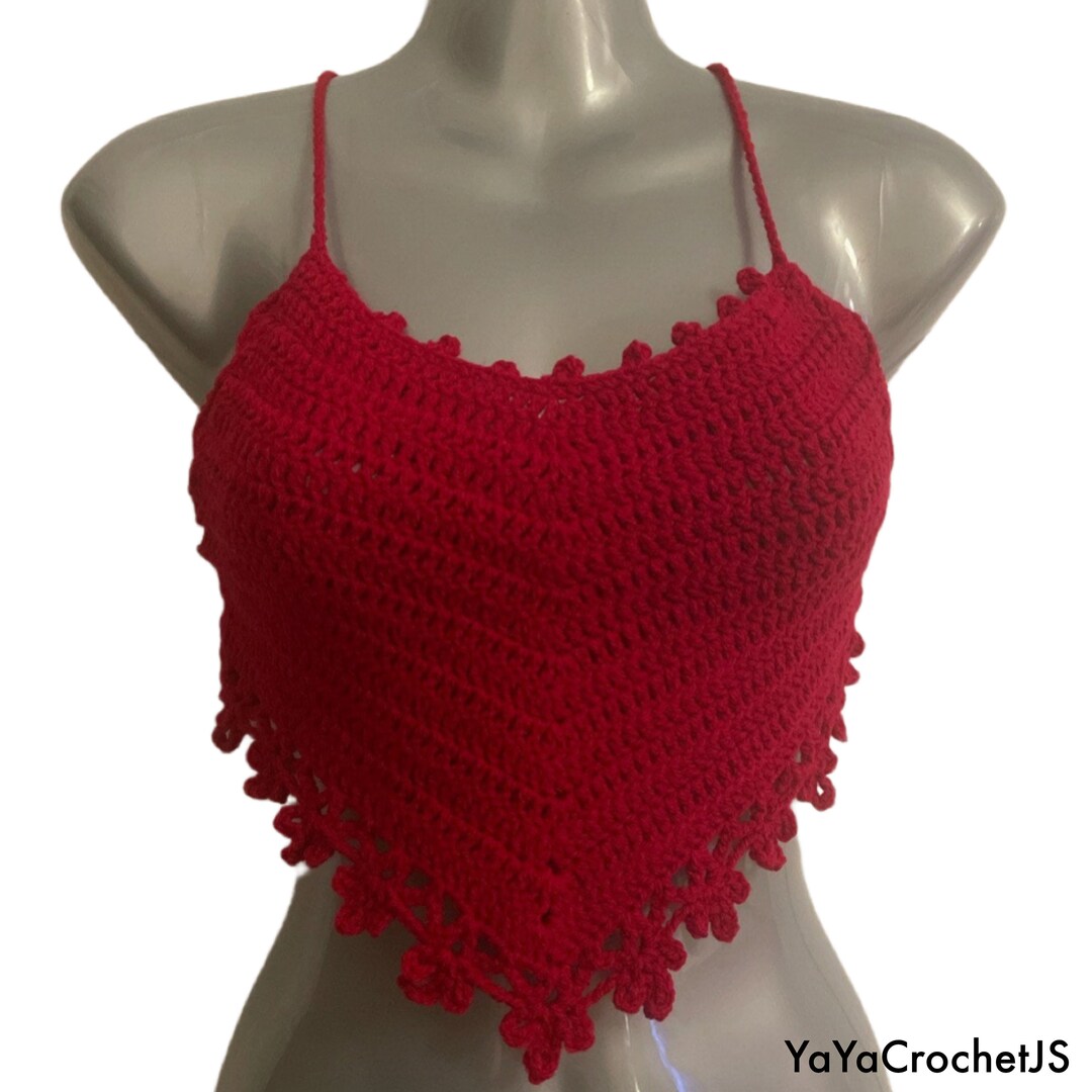 Crochet Red Heart Crop Top - Etsy