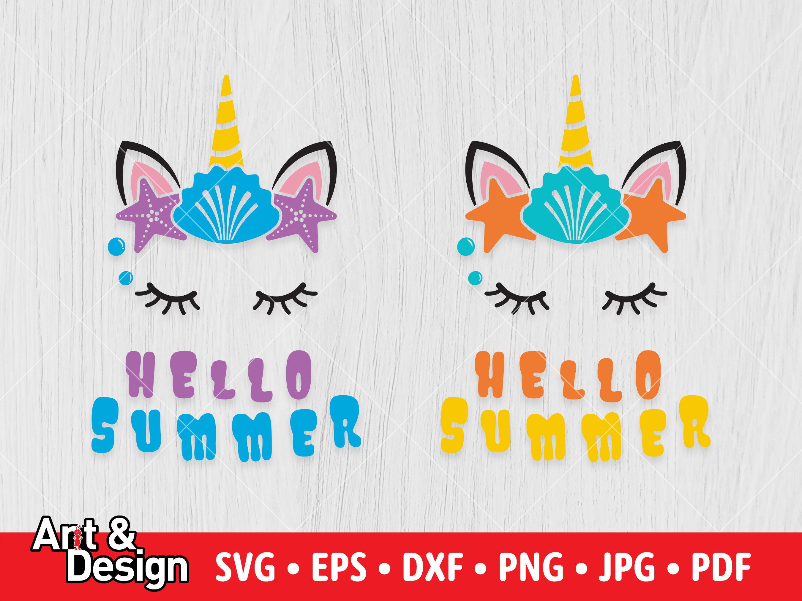 Unicorn Hello Summer Svg, Unicorn Svg, Mermaid Unicorn Svg, Shell ...
