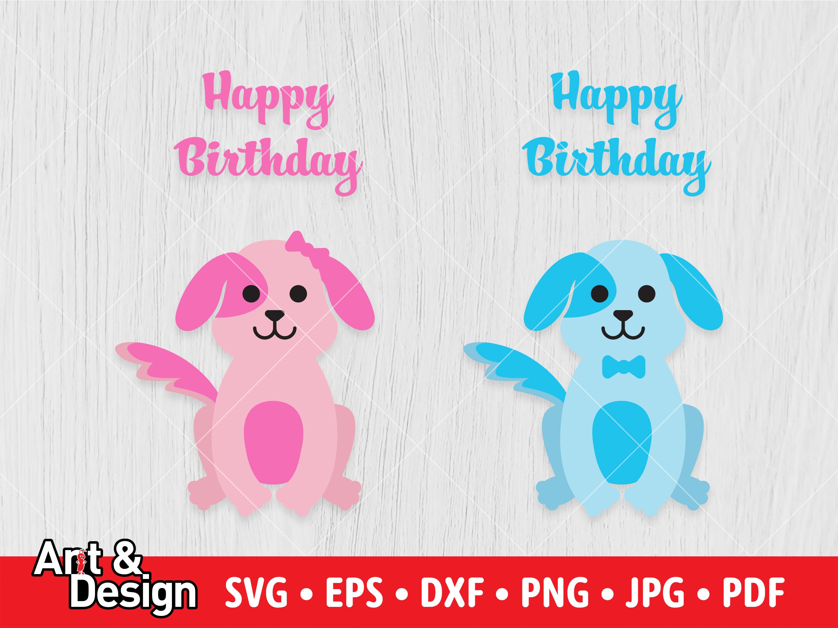 Happy Birthday SVG File Dog Illustration Digital Download | Etsy