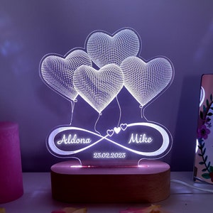 Personalized 3D Illusion LED Lamp, Infinity Symbol Custom Night Light ...