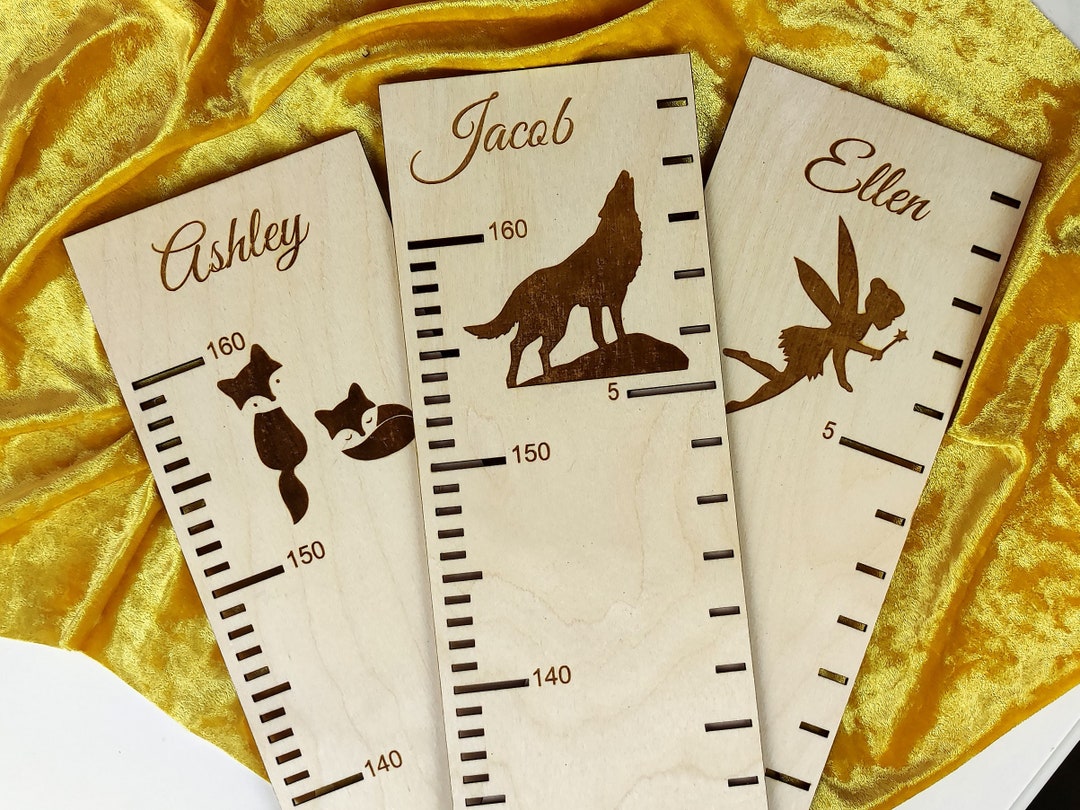 Personalised Wood Height Chart, Custom Growth Ruler, Kids Room Decor ...