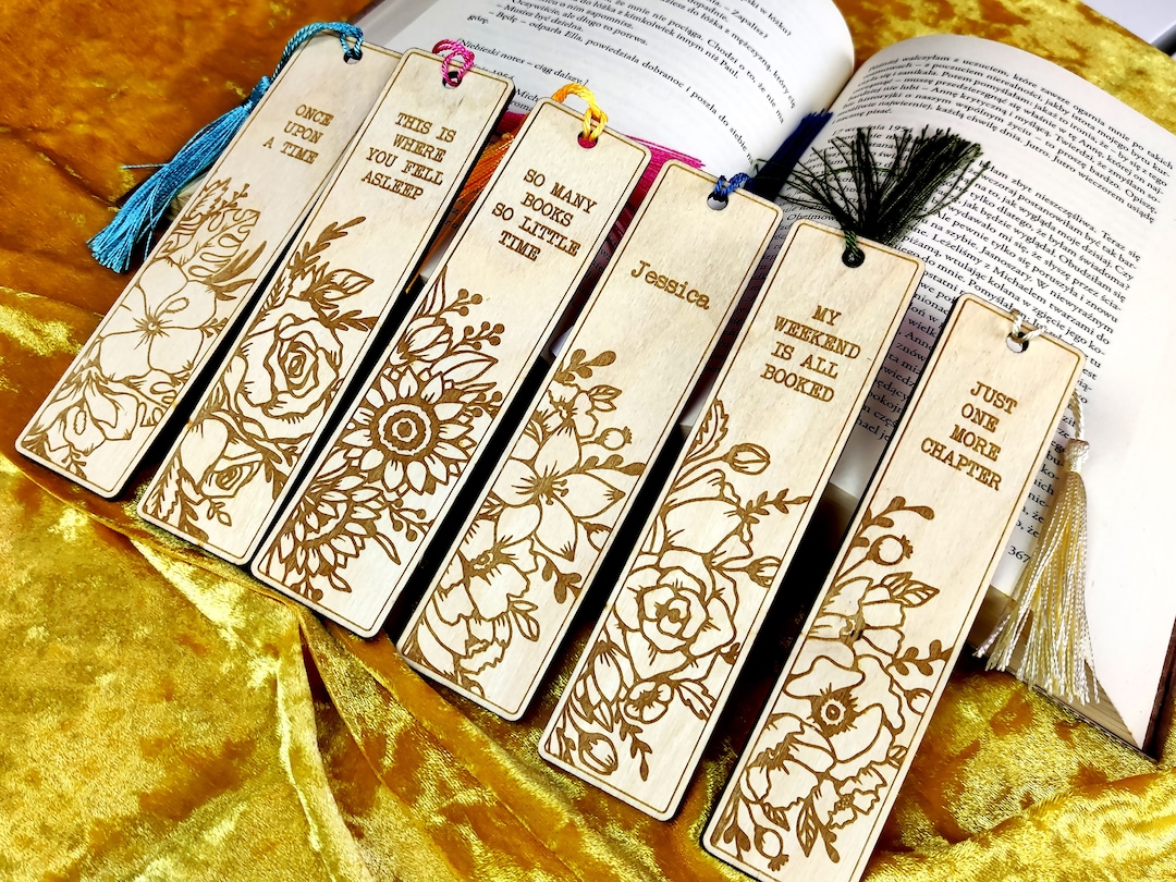 Personalised 6 Types Wooden Bookmark Floral , Flowers Gift for a Book ...