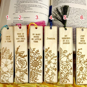 Personalised 6 Types Wooden Bookmark Floral Flowers Gift for - Etsy