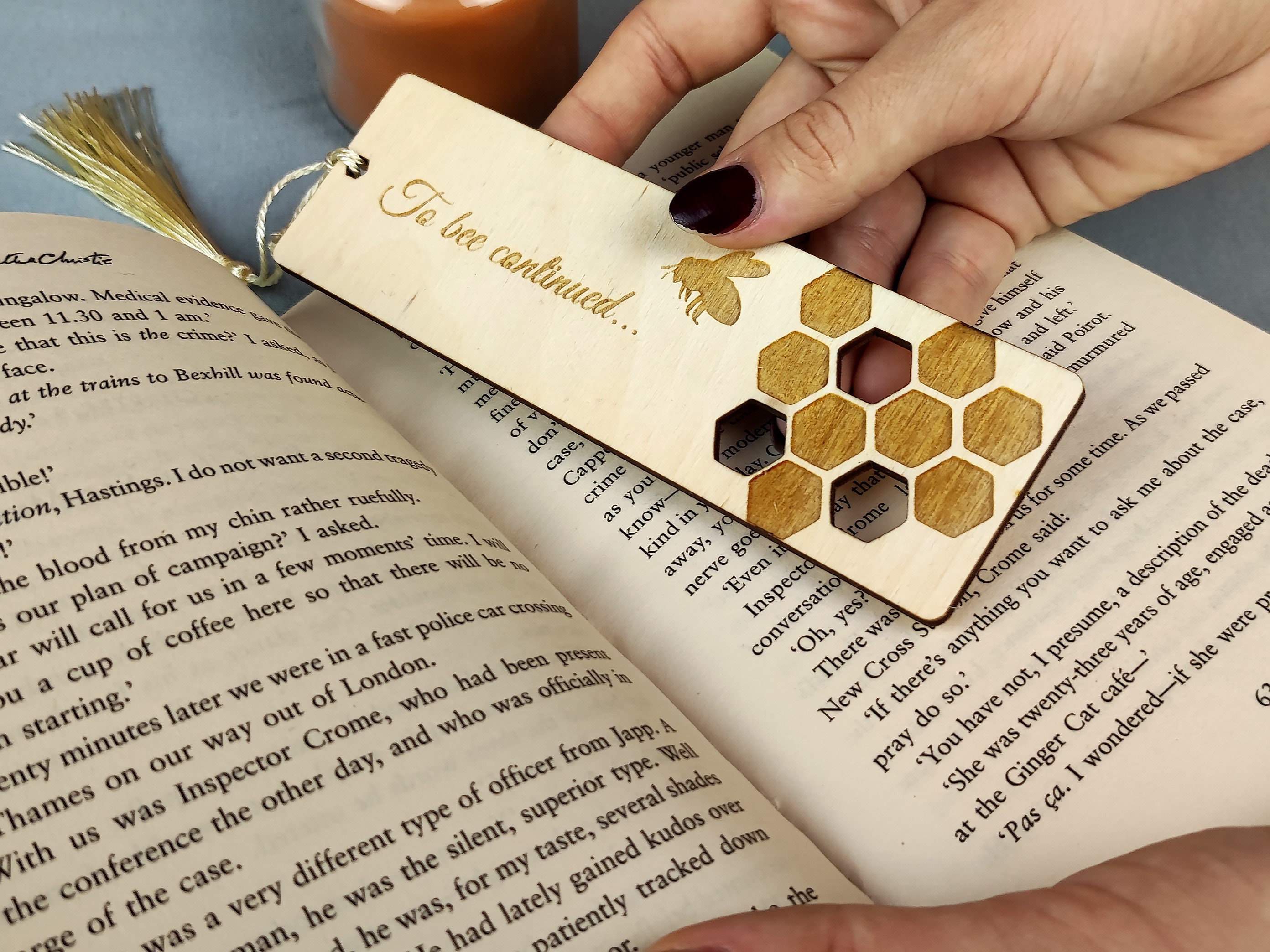 Personalised Wooden Bee Bookmark to Bee Continued With Tassel - Etsy