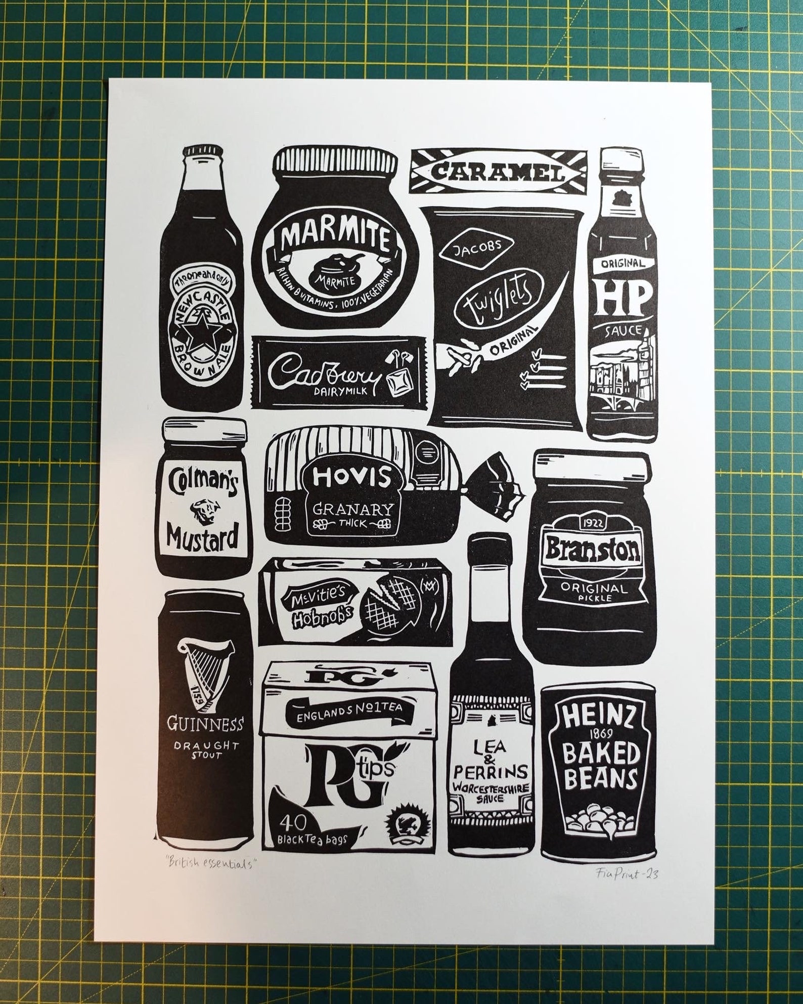 British Essentials - A3 Linoleum/block Print. British/english/irish ...