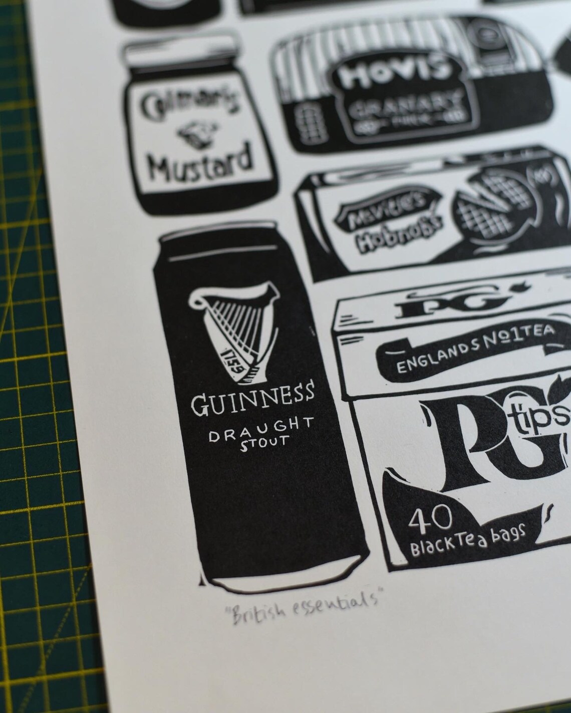 British Essentials - A3 Linoleum/block Print. British/english/irish ...