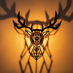 Shadow Lamp, Wooden Lamp,wall Decor, Wall Art, Wall Shadow Lamp, Black ...