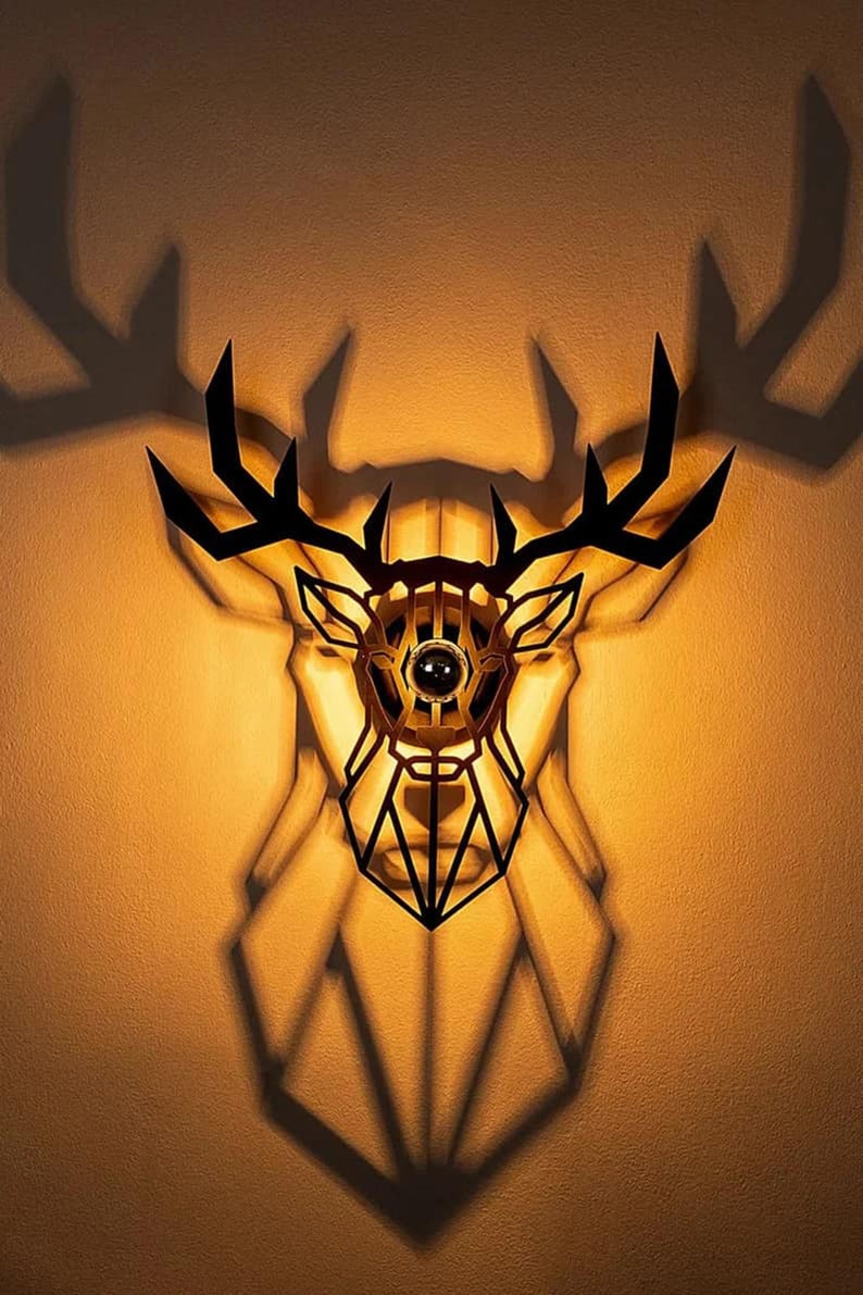 Shadow Lamp, Wooden Lamp,wall Decor, Wall Art, Wall Shadow Lamp, Black ...