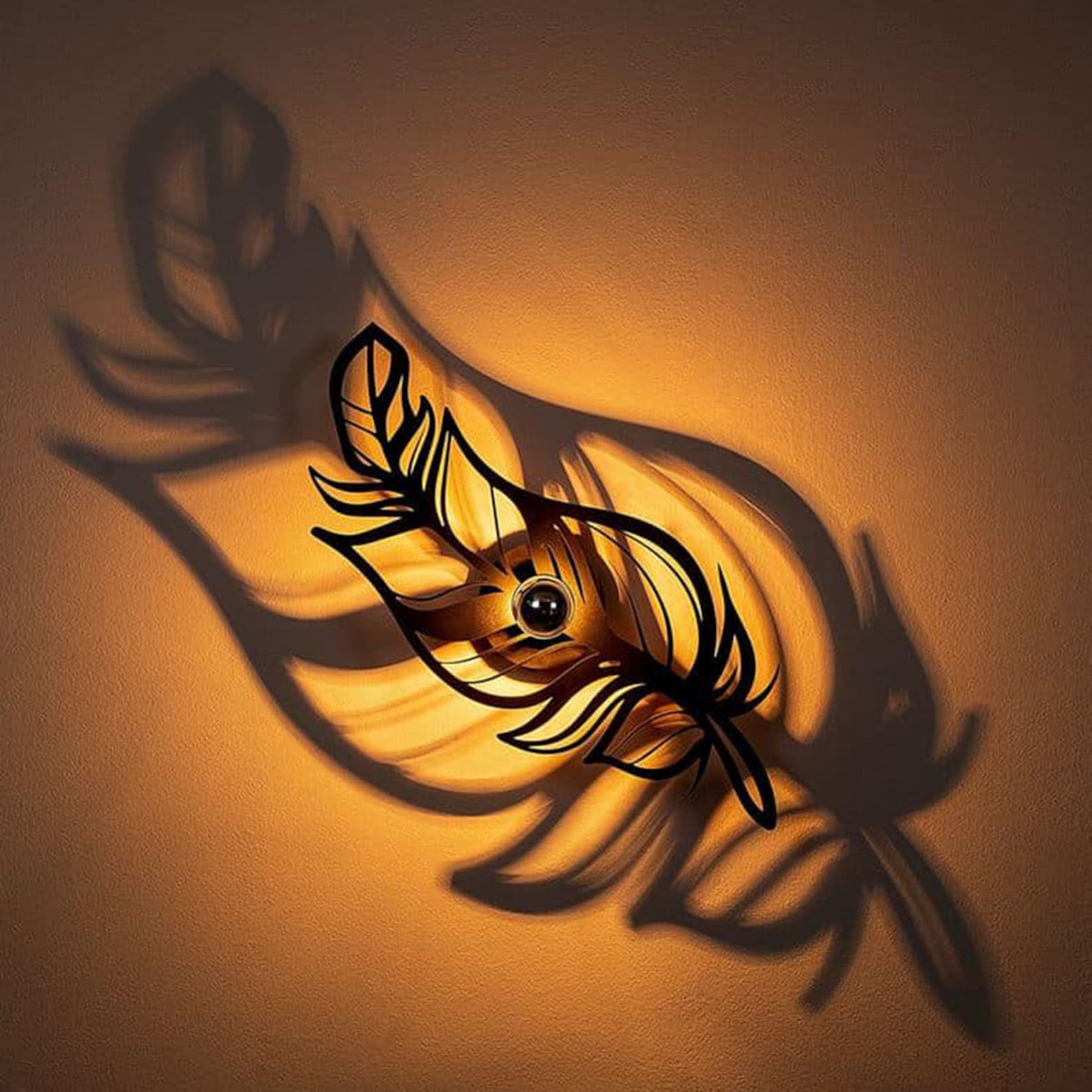 Shadow Lamp, Wooden Lamp,wall Decor, Wall Art, Wall Shadow Lamp, Black ...