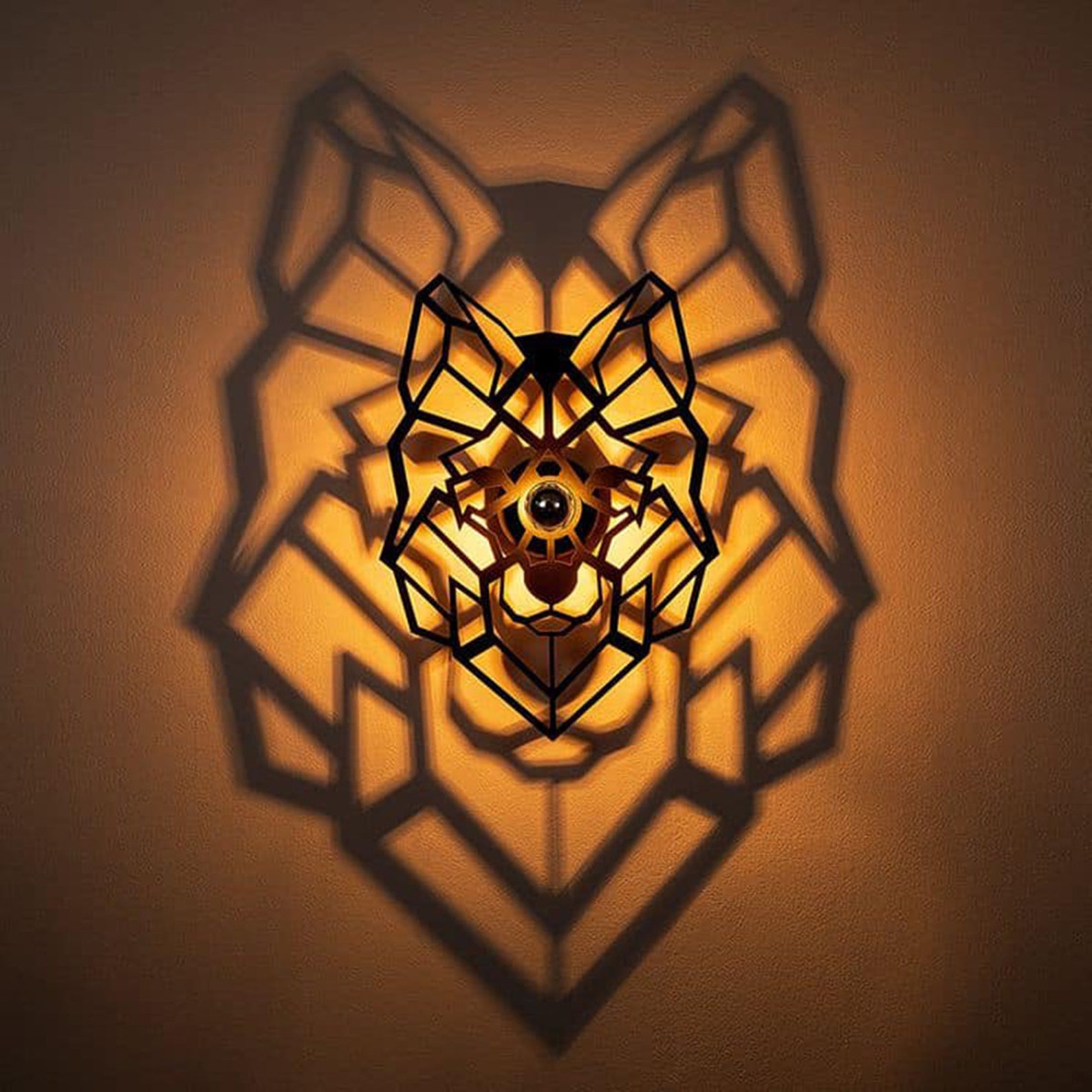 Shadow Lamp, Wooden Lamp,wall Decor, Wall Art, Wall Shadow Lamp, Black ...