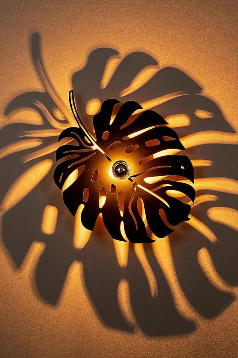 Shadow Lamp, Wooden Lamp,wall Decor, Wall Art, Wall Shadow Lamp, Black ...