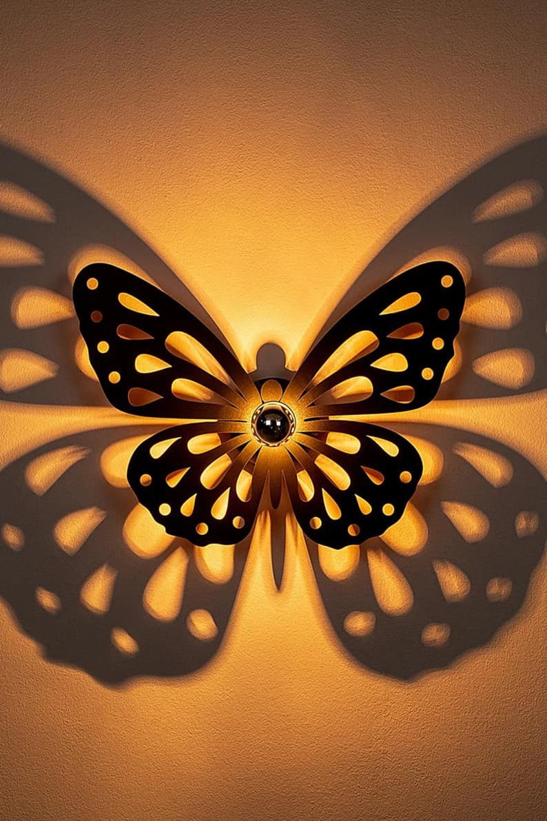 Shadow Lamp, Wooden Lamp,wall Decor, Wall Art, Wall Shadow Lamp, Black ...