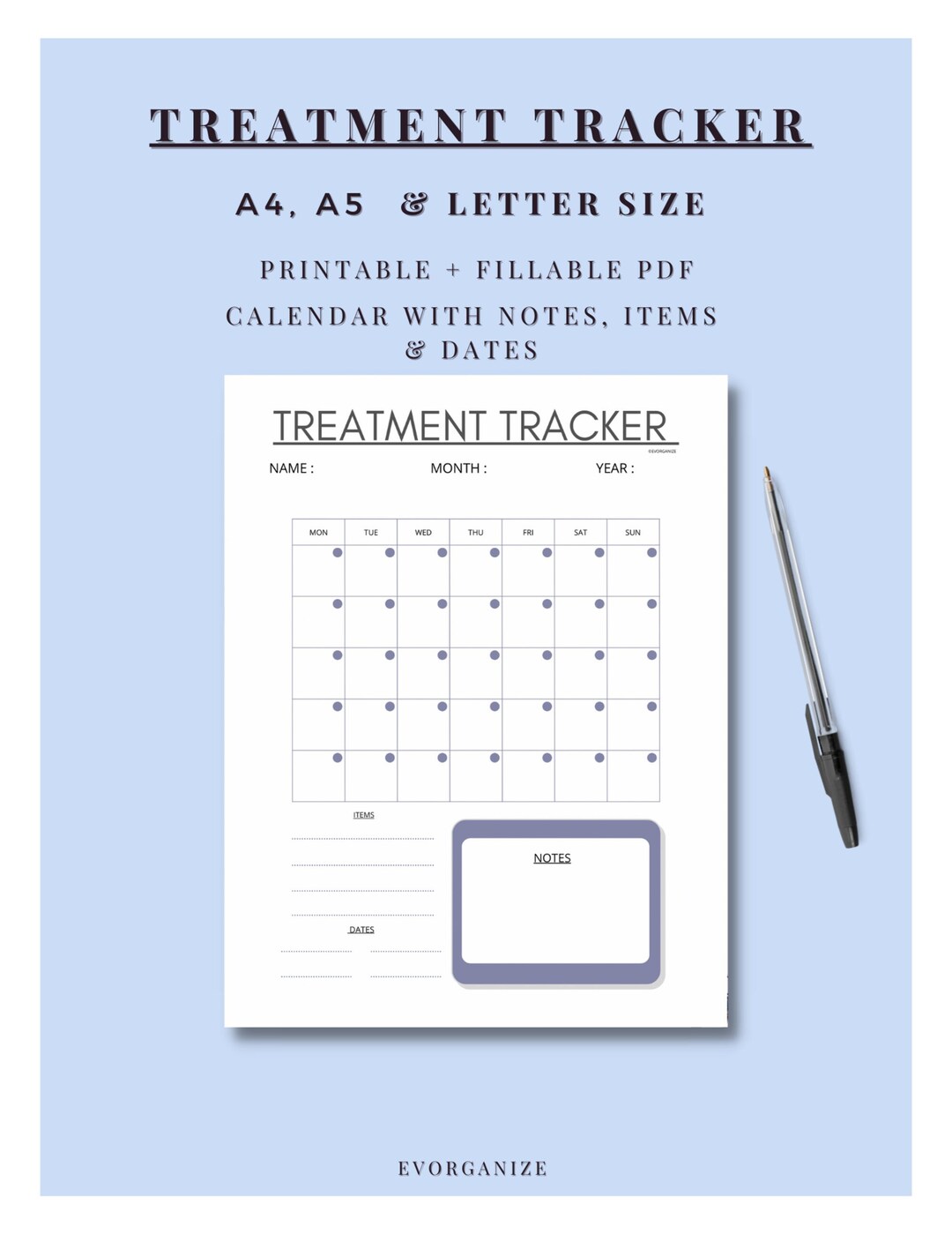 Treatment Tracker- Editable PDF & Printable. Organize Your Treatments, Routines + More! - Etsy