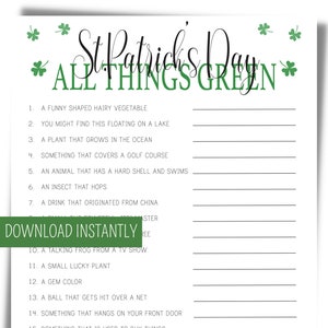 St Patricks Day Printable Games All Things Green Printable - Etsy