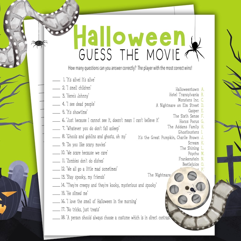 Halloween Guess the Movie Game | Printable Halloween Party Game ...