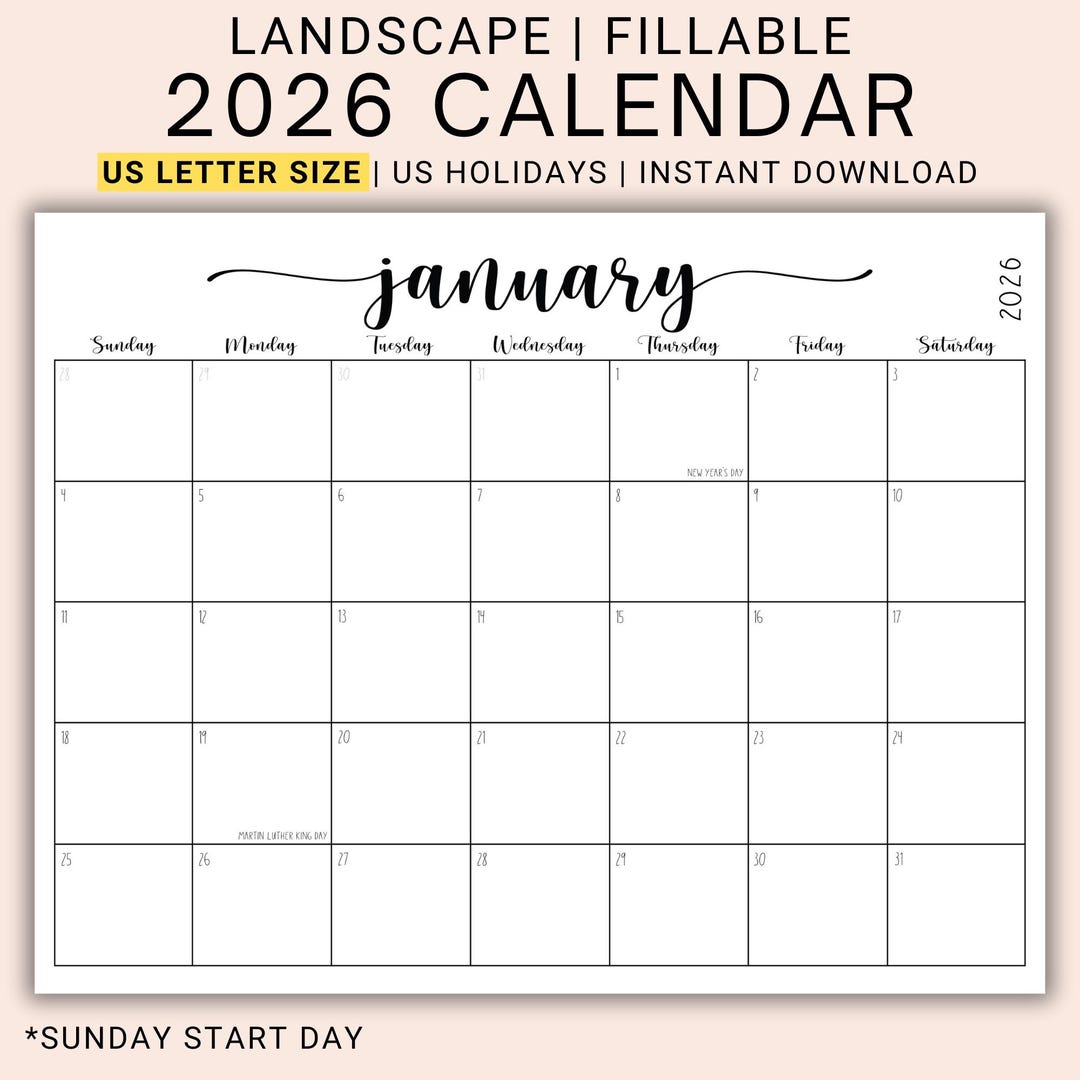 Calendário editável de 2026 em PDF | Páginas de planejamento mensal ...