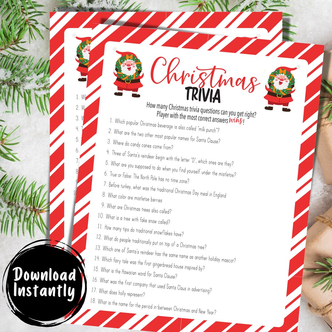 Christmas Trivia Game for Office Party Family Christmas Trivia Night ...