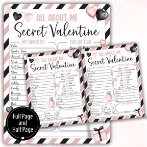 Secret Valentine Questionnaire Form | Secret Valentine Gift Exchange ...