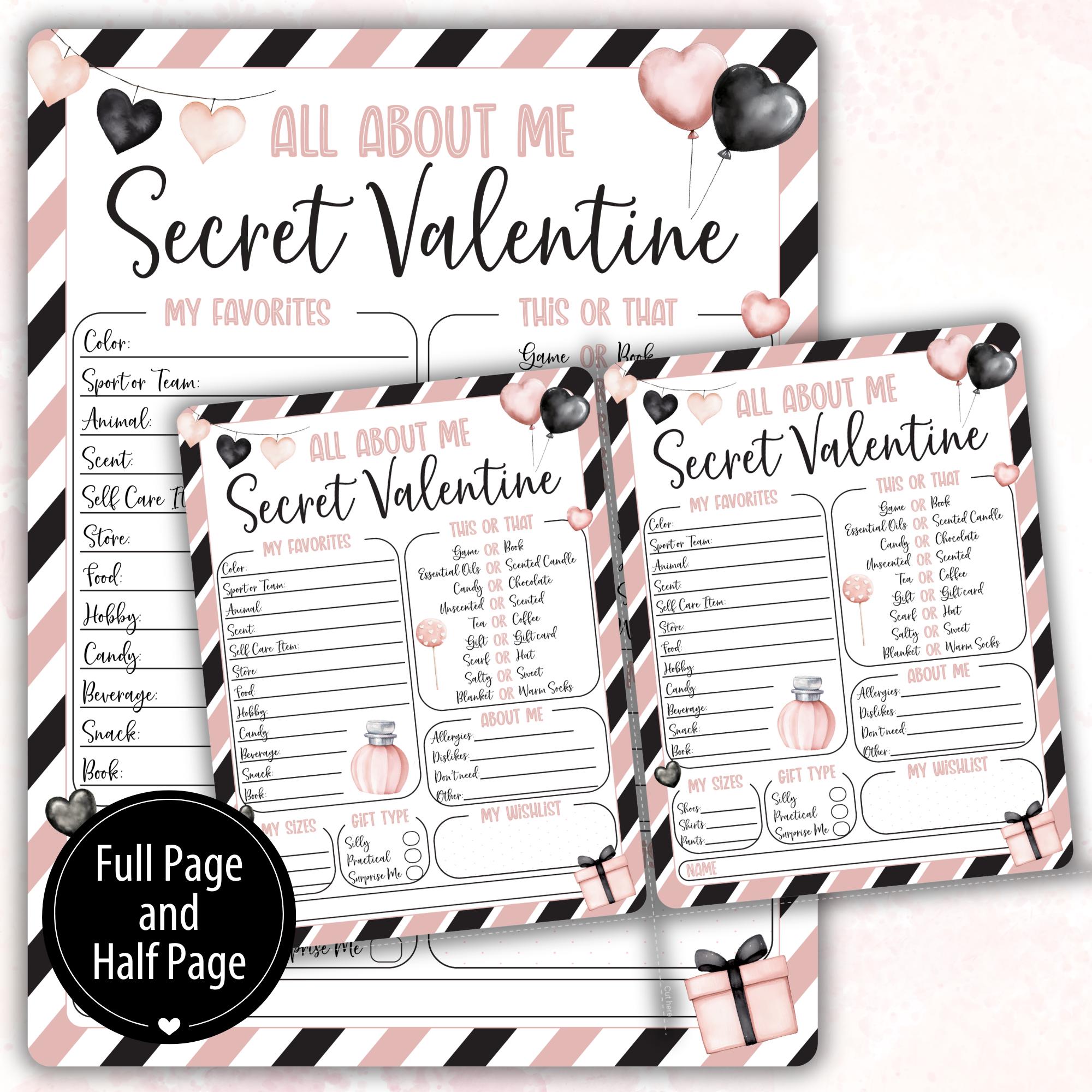 Secret Valentine Questionnaire Form | Secret Valentine Gift Exchange ...