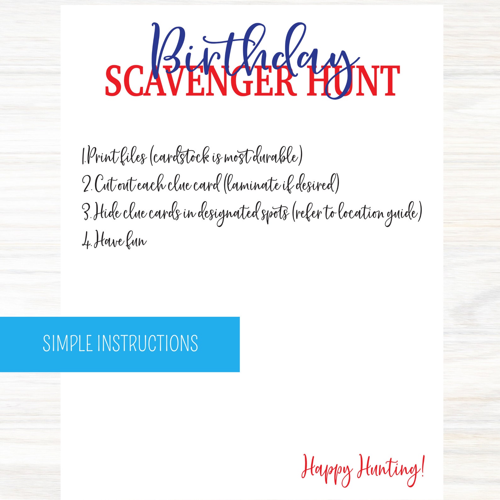 Birthday Scavenger Hunt Birthday Party Games Printable Birthday