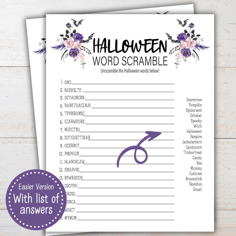 Spooky Halloween Word Scramble | Printable Halloween Party Games ...
