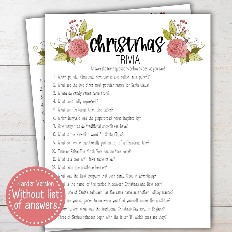 Christmas Printable Trivia Game | Christmas Gathering Game Night ...
