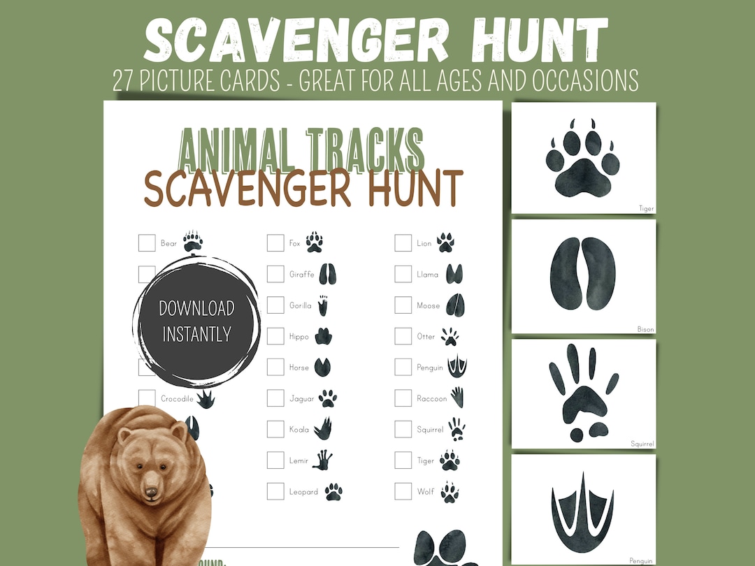 Scavenger Hunt for All Ages, Animal Tracks Hunt, Nature Hunt, Birthday ...