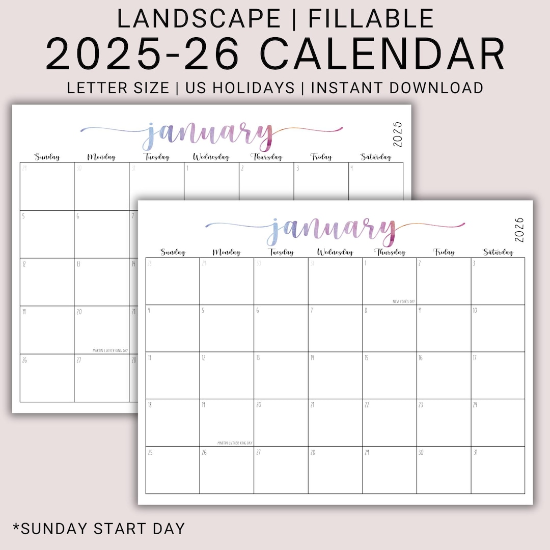 2025 and 2026 Printable Calendar | Two Year Calendar PDF | 2 Year ...