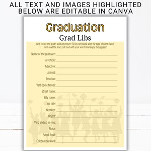 Editable Graduation Grad Libs Game Printable Graduation Party Activity ...