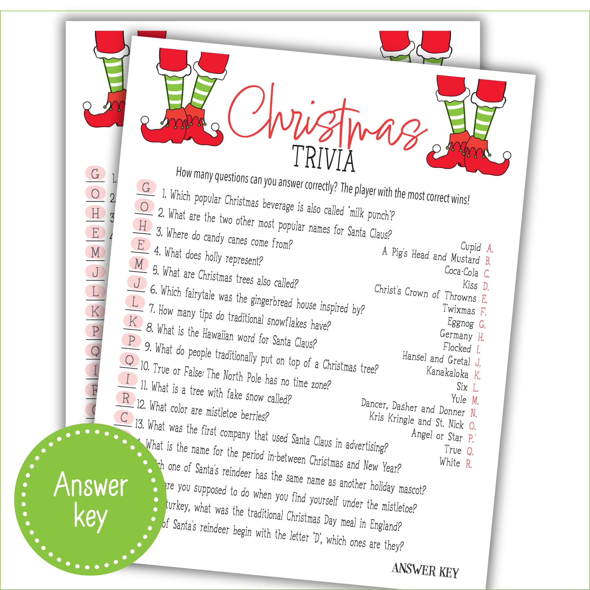 Christmas Printable Trivia Game | Christmas Gathering Game Night ...