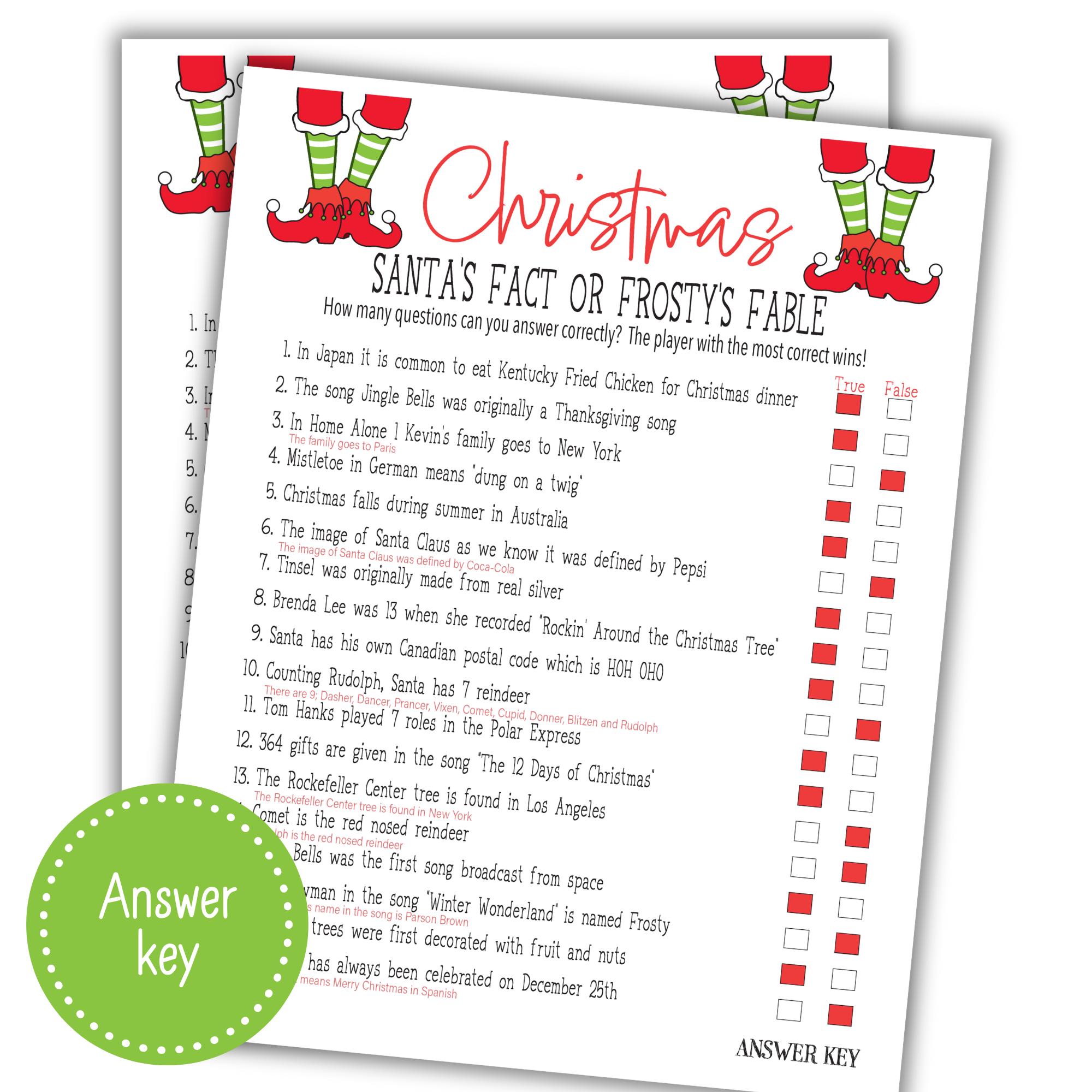 Christmas Fact or Fiction Game | Holiday Office Party Games | Christmas ...