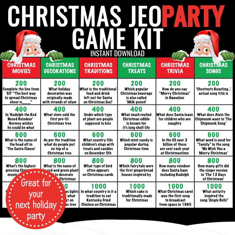 Christmas Movie Jeopardy - Etsy