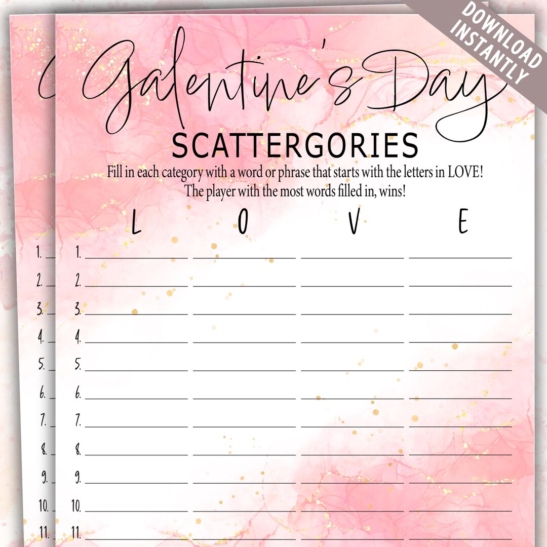 Galentines Scattergories Game | Printable Galentines Party Game ...